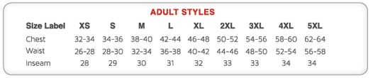 badger adult sizing chart | Get Fit. Go Figure!